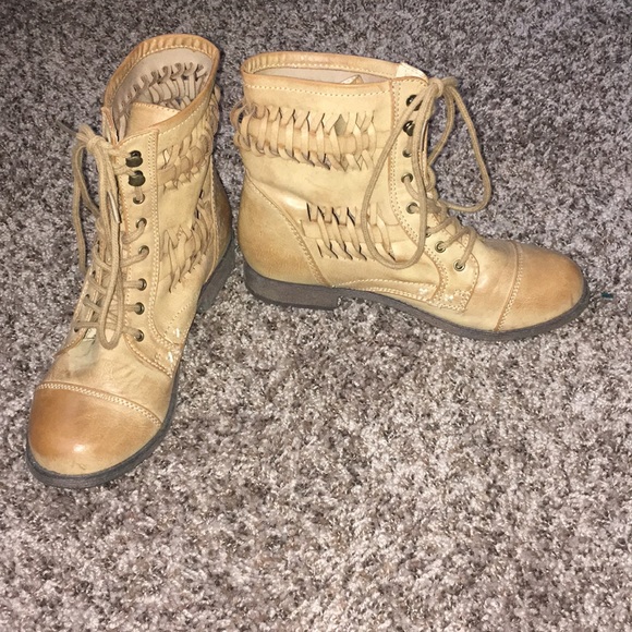 Rampage | Shoes | Rampage Woven Tan Leather Boots | Poshmark